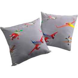 WIRTH Dekokissen &raquo;Planes Action&laquo; Disney, Kissenh&uuml;lle ohne F&uuml;llung, 2 St&uuml;ck grau Polyester B/L: 50cm x 50cm, 2 Stk.
