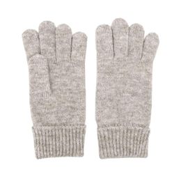 MaxiMo Damen MaxiMo Strickhandschuhe Fingerhandschuhe, extra lange Strickb&uuml;ndchen, unifarben grau 4/5
