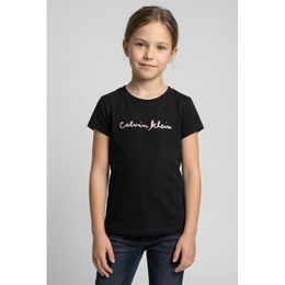 Calvin Klein Jeans M&auml;dchen T-Shirt &raquo;SCRIPT LOGO SLIM T-SHIRT&laquo; Regular fit f&uuml;r Kinder, mit Logoschriftzug schwarz 14 (164)