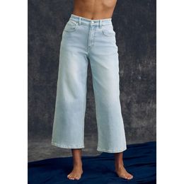 Lascana Damen Lascana 7/8-Jeans &raquo;in modischer Culotte-Form&laquo; aus Baumwoll-Denim, Straight-Leg, Sommerhose blau 36, N-Gr