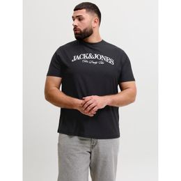 Jack & Jones PlusSize Jack & Jones Plussize Herren Jack & Jones PlusSize T-Shirt &raquo;JORCASSIS BRANDING TEE SS CREW NECK PLS&laquo; mit Logo Schriftzug schwarz 4XL