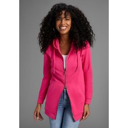 Flashlights Damen Sweatjacke in langer Form mit Zipper pink 32/34