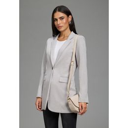 Laura Scott Damen Sweatblazer melierte Optik, mit Reverskragen, 1-Knopf-Form, mit Pattentaschen beige 44