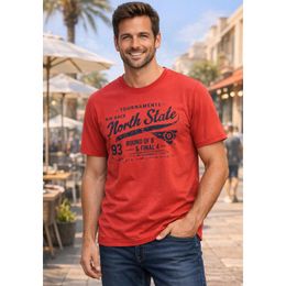 MAN'S WORLD Man's World Herren T-Shirt Kurzarm, bedruckt, Rundhalsausschnitt, aus Single Jersey rot L (52/54)