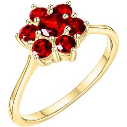 Firetti Damen Fingerring &raquo;Schmuck Geschenk Gold 333 Fingerring Damenring Blume&laquo; mit Granat bunt 60, Gelbgold 333, 2mm