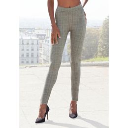 Lascana Damen Lascana Leggings mit klassischem Karomuster, Ges&auml;&szlig;taschen, elegant, schmale Passform blau 32/34, N-Gr