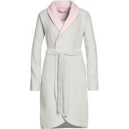 Bugatti Damenbademantel &raquo;Belinda, ideal f&uuml;r Sauna & Spa, Hotelbademantel, Morgenmantel&laquo; farbige Akzente grau Webfrottier XL L: 108cm