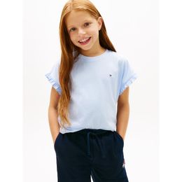 Tommy Hilfiger M&auml;dchen T-Shirt &raquo;ESSENTIAL TOP SHORT SLEEVE&laquo; Kinder bis 16 Jahre, mit R&uuml;schen, relaxed fit blau 7 (122)