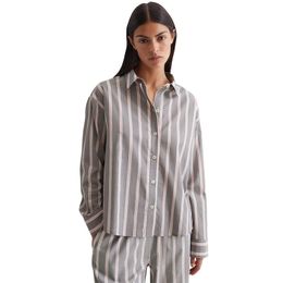 Marc O'Polo Marc O'polo Damen Marc O'Polo Pyjamaoberteil &raquo;Mix & Match Woven&laquo; Kn&ouml;pfe, Langarm, Streifen, Popeline, Baumwolle grau S