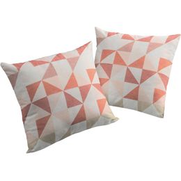 WIRTH Dekokissen &raquo;Berlare&laquo; Kissenh&uuml;lle ohne F&uuml;llung, 2 St&uuml;ck orange Baumwolle, Polyester B/L: 40cm x 40cm, 2 Stk.