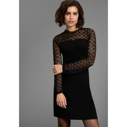 Laura Scott Damen Spitzenkleid Ohne Tasche Ohne Taschen mit edler Zierborte schwarz 40, N-Gr