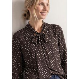 Street One Damen Street One Langarmbluse Sommerbluse mit Schleifendetail und Punkten braun 34