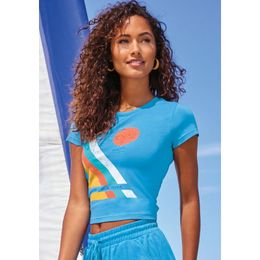 Bench. Loungewear Damen T-Shirt mit Print, aus weicher Baumwoll-Qualit&auml;t, Home-und Loungewear-Serie blau 44/46