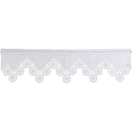 HOSSNER - ART OF HOME DECO Querbehang &raquo;Dufour&laquo; Stangendurchzug 1 Stk. tlg. handgeh&auml;kelte Spitze, wei&szlig;, Baumwolle wei&szlig; Wirkware, Baumwolle 30cm, 
