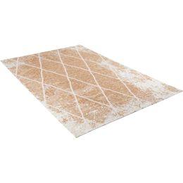 Tom Tailor HOME Teppich &raquo;Fine Lines&laquo; rechteckig 5 mm H&ouml;he Flachgewebe, Rauten Design, ideal im Wohnzimmer & Schlafzimmer gold Wolle B : 50cm 1 Stk., 