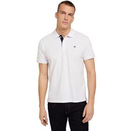 Tom Tailor Herren Tom Tailor Poloshirt mit Knopfleiste und Logo wei&szlig; XXL