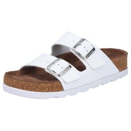 Rieker Damen Pantolette Hausschuh, Sommerschuh, Strandschuh, Zweischnaller mit Softfu&szlig;bett wei&szlig; 41