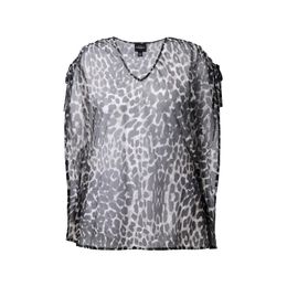 Ulla Popken Bluse Damen Gr&ouml;&szlig;e XXXL/4XL hellbraun / hellgrau / schwarz