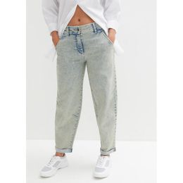 bonprix Damen bonprix Boyfriend-Jeans weites Bein, Loose Fit, mit bequemem Gummi am hinteren Bund blau 42, N-Gr