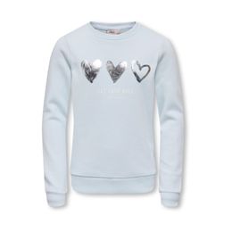 ONLY GIRLS Sweatshirt 'KOGMARY' girl size 122/128 Light blue / Silver / White