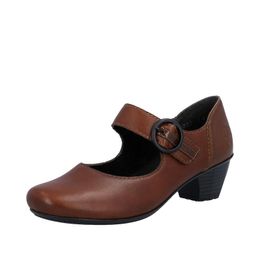 Rieker Damen Spangenpumps , Festtagsschuh, Pumps, Trichterabsatz, mit Klettriemchen braun 38