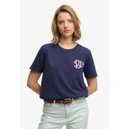 Superdry Damen T-Shirt &raquo;SD&CO NEON RELAXED TEE&laquo; aus Baumwolle, Relaxed Fit, gerader Abschluss, normale L&auml;nge, Rundhals blau XS