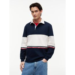 Tommy Jeans Herren Langarm-Poloshirt &raquo;RELAX CBLOCK RUGBY&laquo; Relaxed fit mit Polokragen blau M