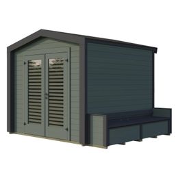 Weka Gartenhaus mit Sitzbank - 307x263x241cm - dunkelgr&uuml;n -