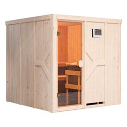 Karibu-Sauna &raquo;Taylor&laquo; mit Fronteinstieg. inkl. 9-kW-Ofen &raquo;Finnisch&laquo; - braun