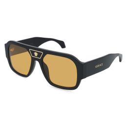 Versace VE4508U | Herren-Sonnenbrille | Fassung: Vollrand, Quadratisch, Acetat, Schwarz | Glasfarbe: Orange