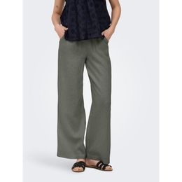 Only Damen Only Schlupfhose &raquo;ONLBRUXELLES MW LIN BL TIE PANT PNT NOOS&laquo; Sommerhose mit Leinen grau M (38), L&auml;nge 30