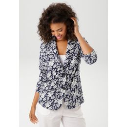 Aniston Casual Damen Aniston CASUAL Sweatblazer mit ausdrucksvollem Blumenmuster blau 42