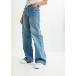 bonprix Damen bonprix Weite Jeans Loose Fit, 5-Pocket-Style, Wide-Leg Jeans, Mid Waist blau 36, K-Gr