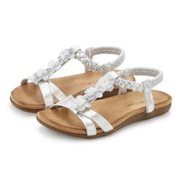 Lascana Damen Lascana Sandale &raquo;Sommerschuh, Sandalette, offener Schuh,&laquo; mit eleganten Schmucksteinchen und elastischem Riemchen silber 39