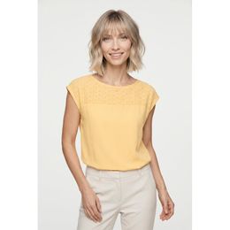 V&eacute;ro Moda Vero Moda Damen Spitzentop &raquo;VMJANNI CS BOAT NECK TOP JRS GA&laquo; Baumwolle gelb XS