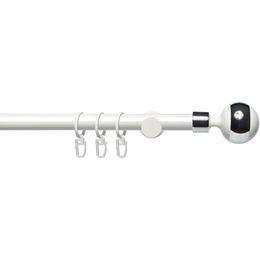 Liedeco Gardinenstange &raquo;Fertigstilgarnitur 20 mm Power Kugel mit Ring&laquo; &Oslash; 20 mm 1 l&auml;ufig-l&auml;ufig Fixma&szlig; Gardinenstange Komplett wei&szlig; Eisen B/L: 160cm &Oslash; 20mm, 1 