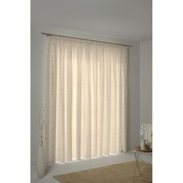 WIRTH Vorhang &raquo;Toco-Karo&laquo; Kr&auml;uselband 1 Stk. tlg. beige Chenille, Polyacryl 145cm, Kr&auml;uselband, 132cm
