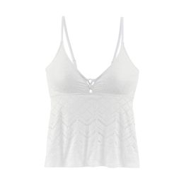 Lascana Damen Lascana Tankini-Top &raquo;Omara&laquo; mit Lochstickerei beige 46, Cup C/D