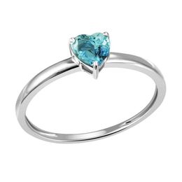 Firetti Damen Fingerring &raquo;Schmuck Geschenk Gold 375 Damenring Ring Beisteckring Herz&laquo; mit Topas (behandelt), London Blue Topas oder Granat 54, 