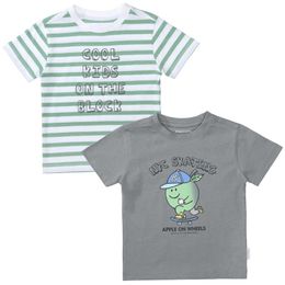 STACCATO Jungen STACCATO T-Shirt 2 tlg. 2er Pack kurzarm, geringelt, Motiv-Print, f&uuml;r Boys grau 92/98