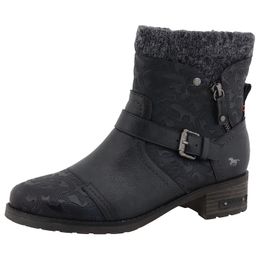 Mustang Shoes Damen Winterstiefelette &raquo;Fabienne&laquo; Biker Boots mit Blockabsatz und Zierriemchen blau 38