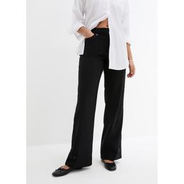 bonprix Damen bonprix Stretch-Hose aus Polyester, Viskose und Elasthan, mit Bequembund, Regular Fit schwarz 50, N-Gr