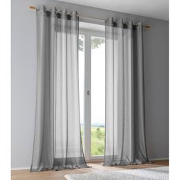 Kutti Vorhang &raquo;Vinola&laquo; &Ouml;sen 1 Stk. tlg. &Ouml;sengardine modern Netzstruktur Glanz grau Wirkware, Polyester 145cm, &Ouml;sen, 130cm