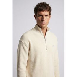 Calvin Klein Jeans Herren Strickpullover Troyerkragen mit Rei&szlig;verschluss, Regular Fit beige XL