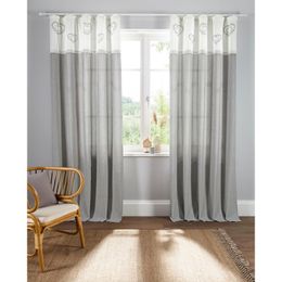 OTTO home Gardine &raquo;Louis&laquo; Kr&auml;uselband 1 Stk. tlg. halbtransparent, aus Bio-Baumwolle, einseitig bedruckt grau Baumwolle (Bio-Baumwolle) 125cm, 