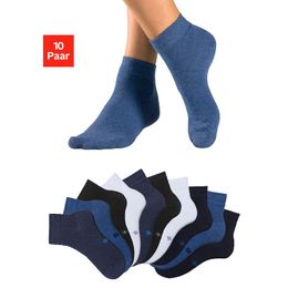 H.I.S. H.I.S Damen Kurzsocken &raquo;Damen Herren Kurzschaft Socken&laquo; Packung, 10 Stk. tlg. mit eingestrickten Symbolen, leicht zum sortieren blau 35-38