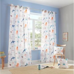 OTTO home Gardine &raquo;OCEAN&laquo; &Ouml;sen 1 Stk. tlg. Kindergardine einseitig mit Meerestieren bedruckt, Tiere wei&szlig; Baumwolle, Polyester 145cm, &Ouml;sen, 135cm