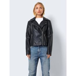 Noisy may Damen Noisy may Lederimitatjacke &raquo;NMREBEL L/S JACKET NOOS&laquo; mit vielen Biker Details schwarz S (36)