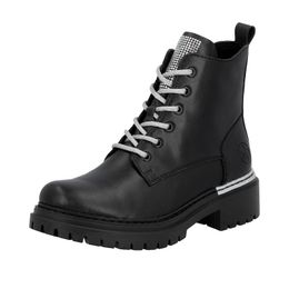 Rieker Damen Schn&uuml;rboots Schn&uuml;rstiefelette, Profilsohle, mit praktischem Innenrei&szlig;verschluss schwarz 37