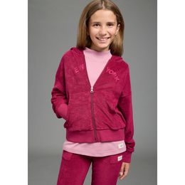 H.I.S. H.I.S M&auml;dchen Sweatjacke &raquo;Kuschelweiche Nicki-Jacke mit Applikation: NEW YORK&laquo; Sweatjacke aus Nicki-Material f&uuml;r vielseitige Eins&auml;tze, mit Stickerei 